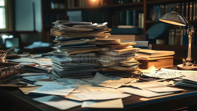 Scattered Messy Desk Papers Stock Illustration - Illustration of ...