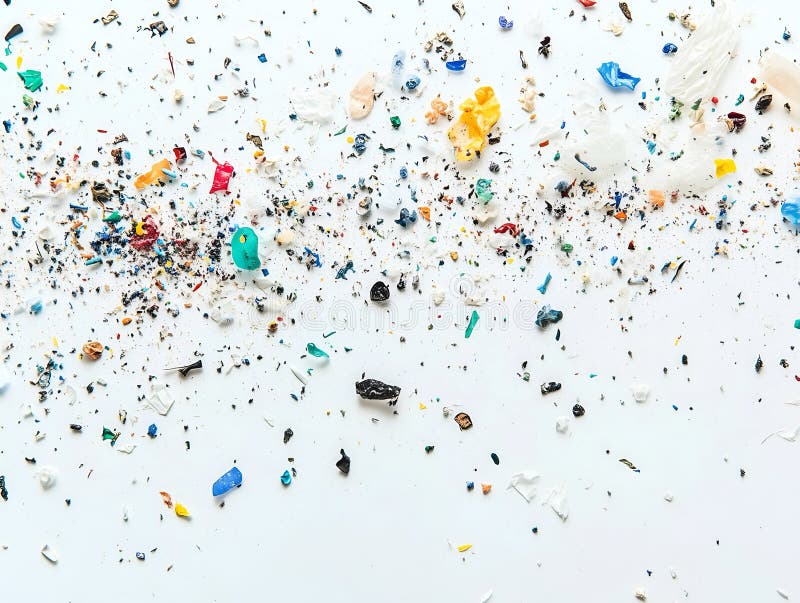 Scattered Microplastics on White Background Stock Illustration ...