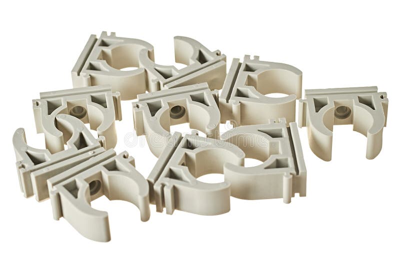 Scattered Modern Plastic Fasteners for Polypropylene Pipe Isolated on ...