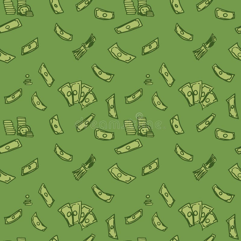 Scattered Money on a Green Background Seamless Pattern Stock Vector ...