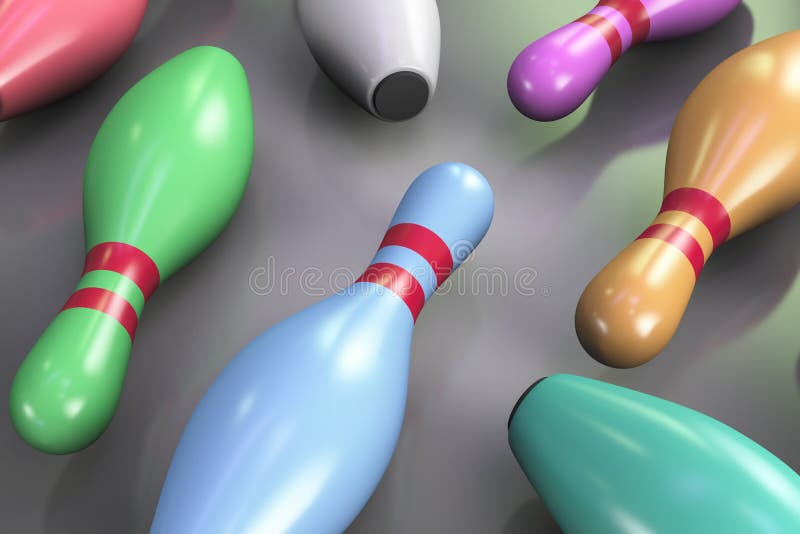 Scattered Multi-colored Bowling Pins Stock Photo - Image of ...