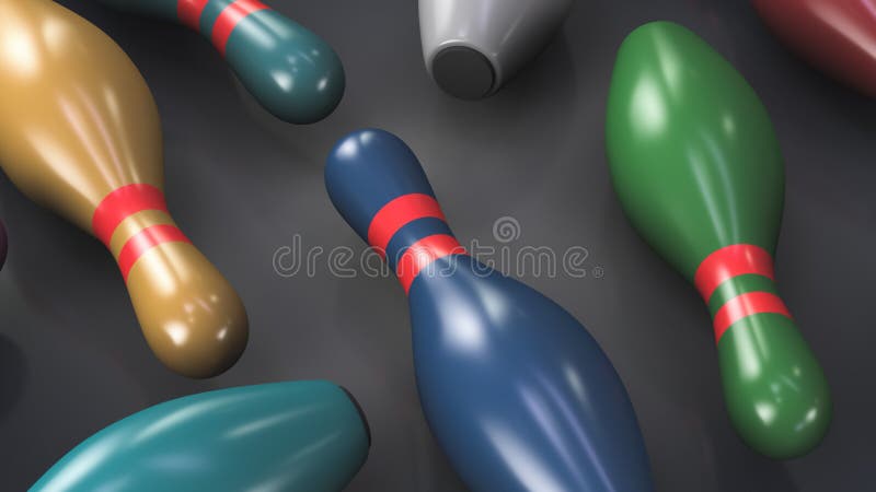 Scattered Multi-colored Bowling Pins Stock Illustration - Illustration ...