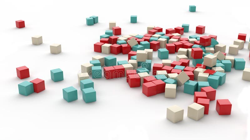 Scattered cubes in 3D stock illustration. Illustration of design - 29761912