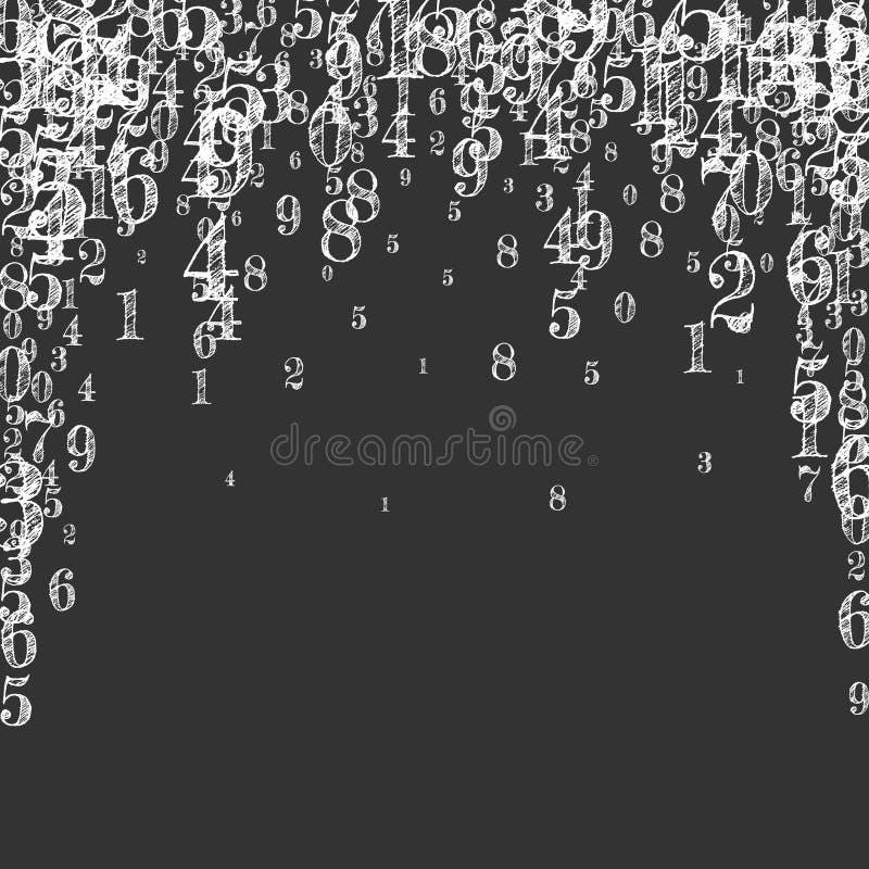 Scattered Numbers. White Chalk Digits Stock Vector - Illustration of ...