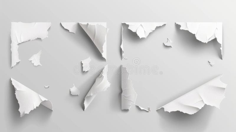 Scattered Pieces of Paper on a Gray Surface, Great for Representing ...