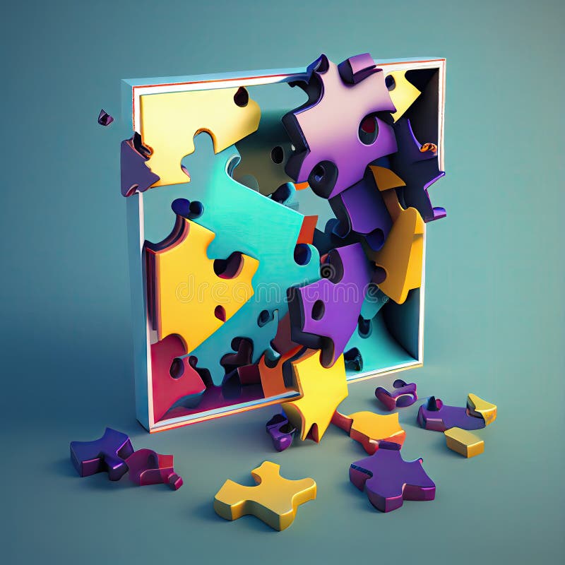 Scattered Pieces of Puzzles, AI Generated Symbolic Image of the Concept ...