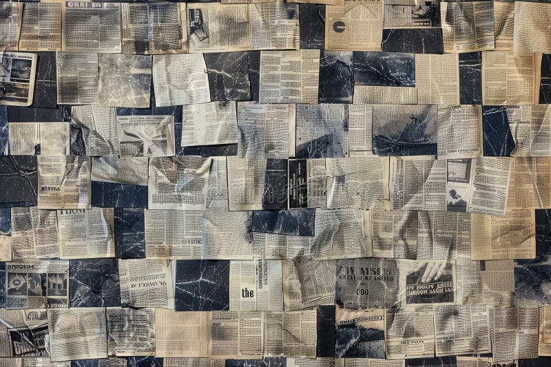 A Scattered Pile of Torn Newspapers is Resting on a Table Stock Photo ...