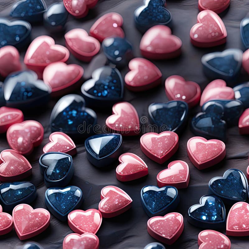 Scattered Pink and Blue Hearts on a Table (tiled) Stock Illustration ...