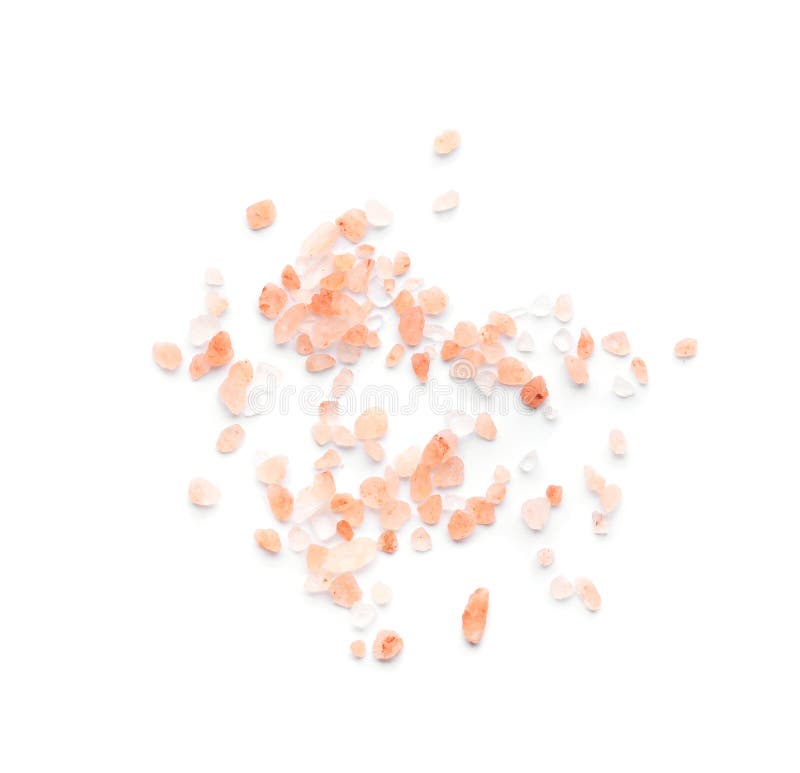 Pink Salt with Spices in Bowl Isolated on White, Top View Stock Photo ...