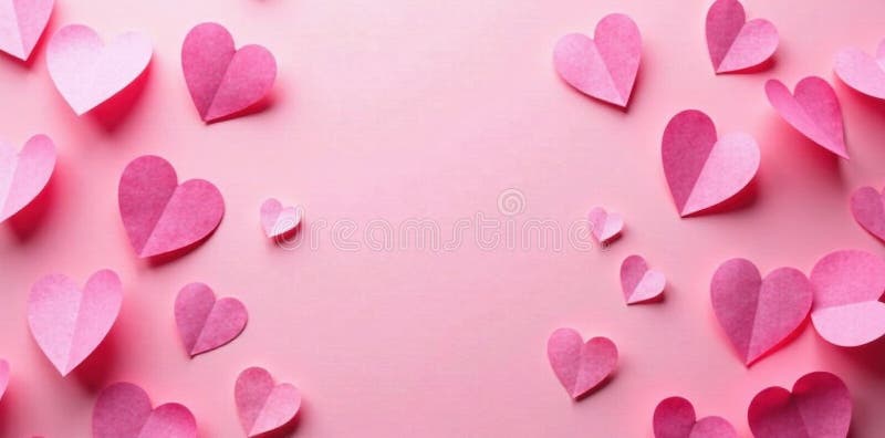 Scattered Pink Paper Hearts, High Resolution Overlay , Light, Design ...