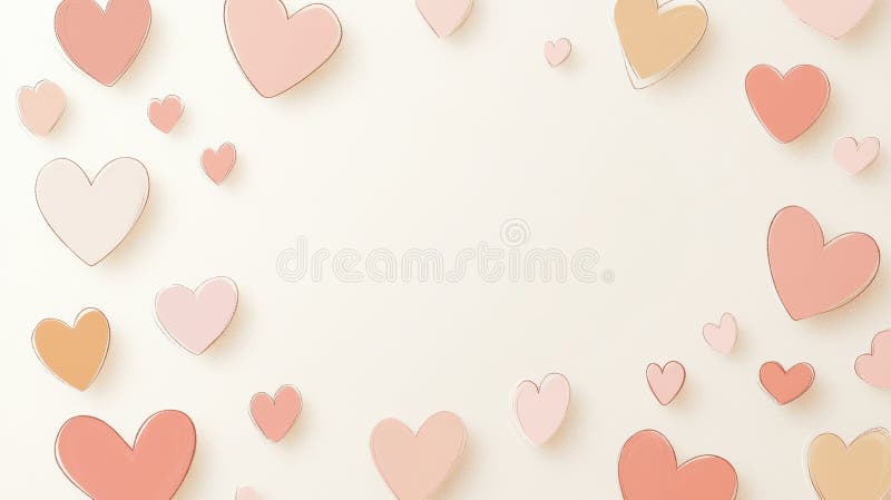 Scattered Pink and Peach Hearts on a White Background Stock ...