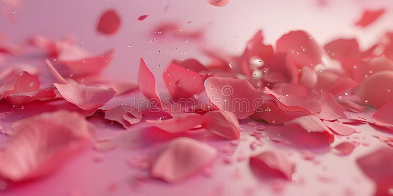 Scattered Pink Rose Petals on a Soft Solid Background - Ai Generated ...