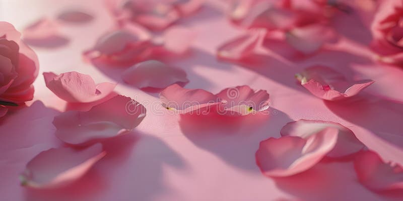 Scattered Pink Rose Petals on a Soft Solid Background - Ai Generated ...