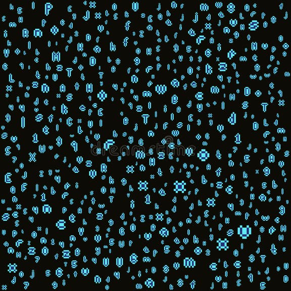 Scattered Pixel Font Letters Pattern on Black Background - Pixel Art ...