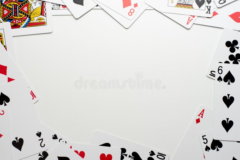 Scattered Playing Cards Bordering the Edges of a White Background Stock ...
