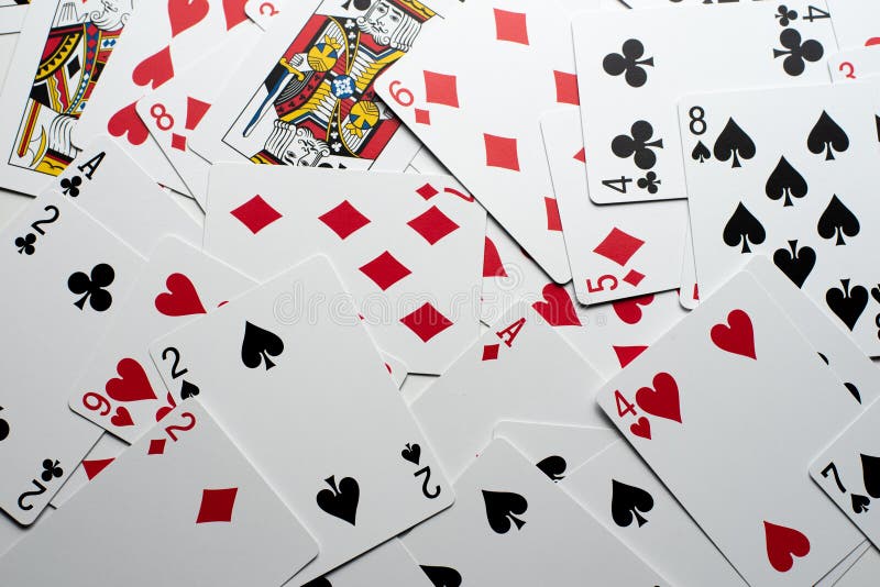 Scattered Playing Cards on a White Background Stock Photo - Image of ...