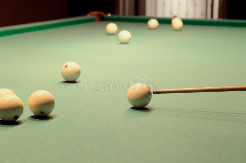 Scattered Pool Balls and Taco on the Table Stock Photo - Image of ...