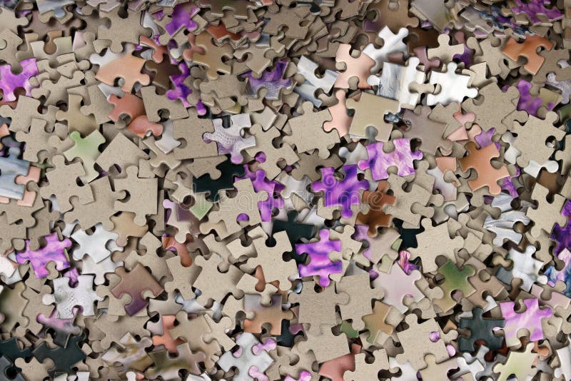 Scattered Puzzle Pieces in a Box, Background, Texture Stock Image ...