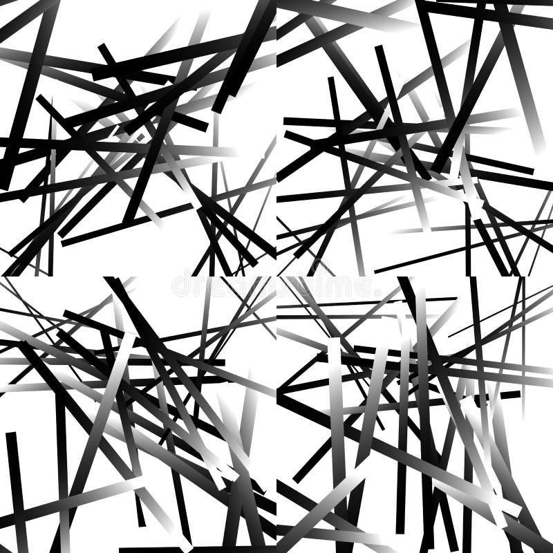 Scattered, Random Lines. Set of 4 Patterns, Monochrome Abstract Stock ...