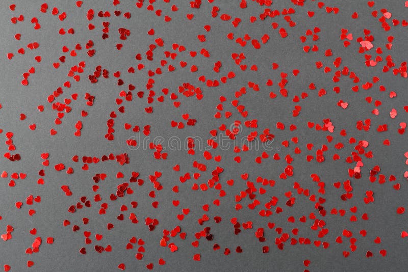 Scattered Random Red Sequins in Form of Hearts Stock Photo - Image of ...