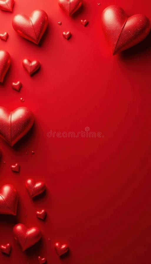 Scattered Red Hearts on Red Background, Romantic Vibe, Abstract, Vector ...