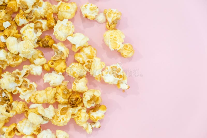Scattered Salted Popcorn, Texture Background. Popcorn Pattern on Pink ...