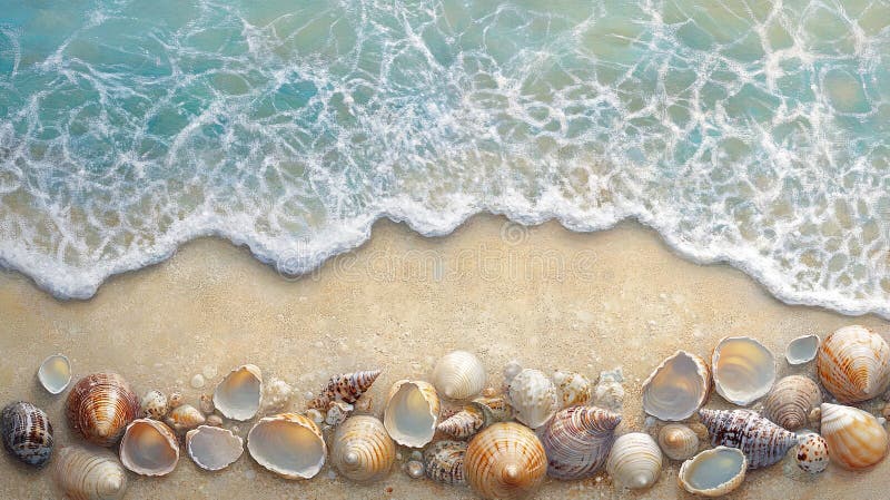 Scattered Seashells on a Sandy Beach Shore. Stock Image - Image of ...