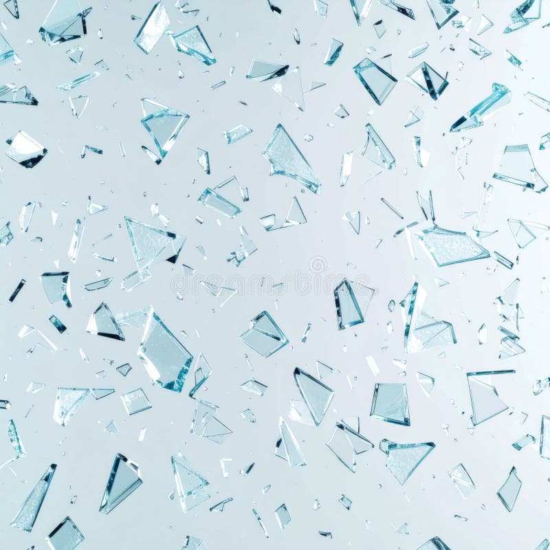 Scattered Shattered Blue Glass Fragments on Light Background Stock ...