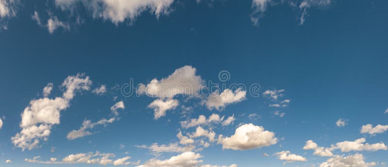 Scattered Silver Clouds in Blue Sky, Panorama Format Stock Image ...
