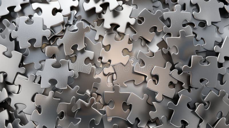 Scattered Silver Puzzle Pieces Background Texture Stock Illustration ...