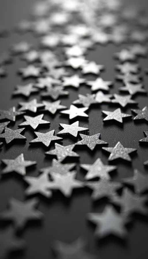 Scattered Silver Stars Glimmering on a Dark Surface Stock Image - Image ...