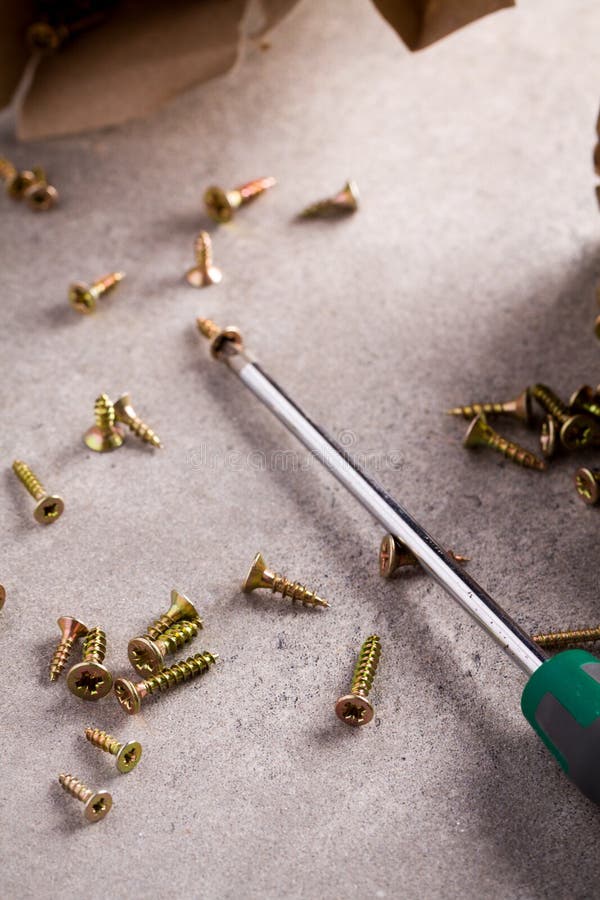 Scattered small screws stock image. Image of screws, lying - 96734739