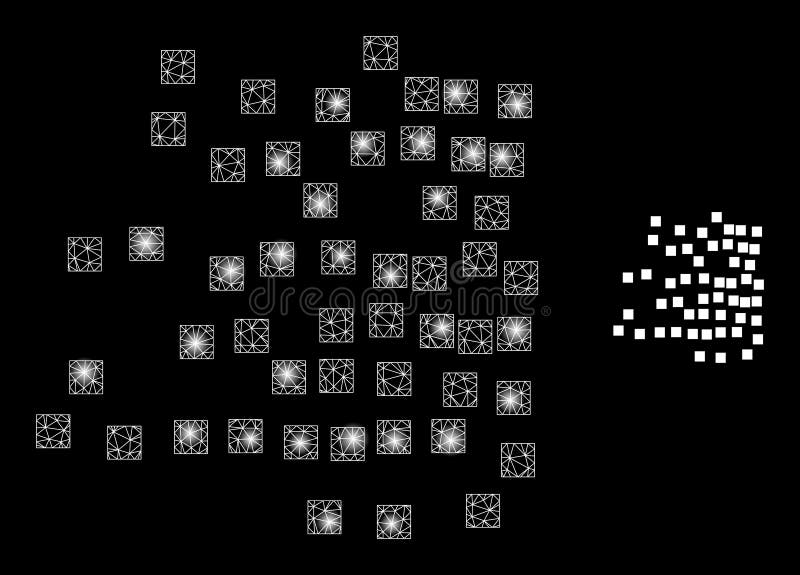 Scattered Square Particles Icon - Triangulated Mesh with Sparkles Stock ...