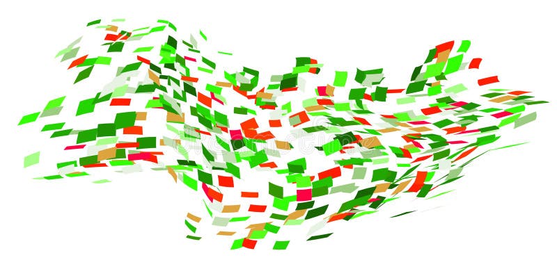 Scattered Square Particles Ornament. Mosaic Flight Wind. Windy ...