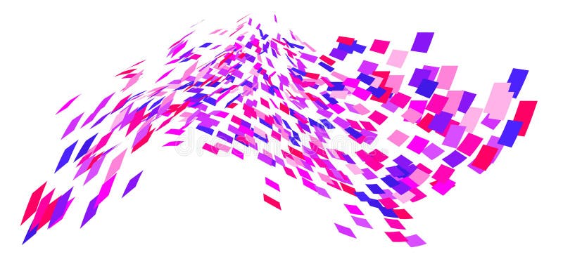 Scattered Square Particles Ornament. Mosaic Flight Wind. Windy ...