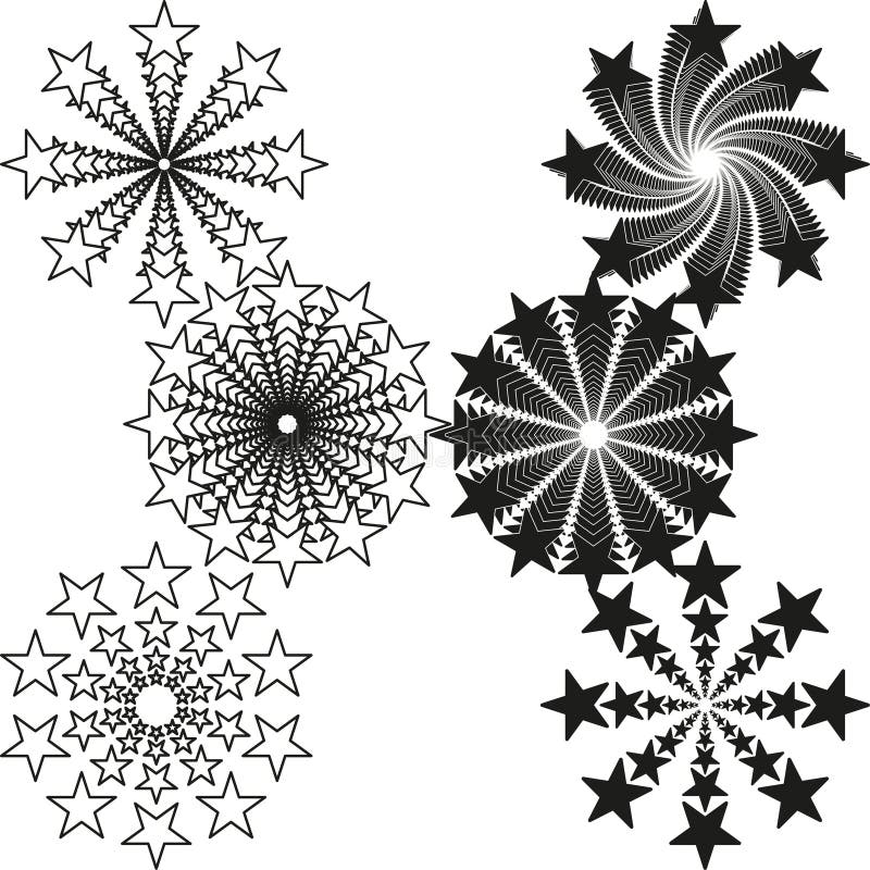 Scattered Starburst Composition. Abstract Monochrome Design. Plain ...