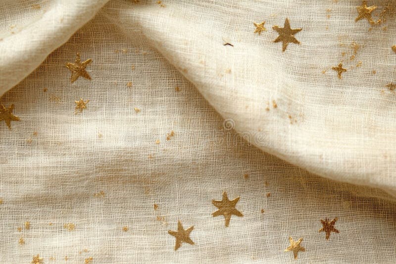 Scattered Tiny Stars Creating a Dreamy Pattern Over a Soft Creamy Linen ...
