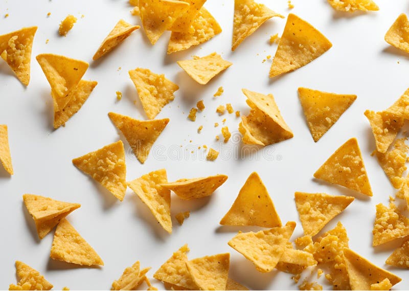 Scattered Tortilla Chips Crunchy Snack Food White Background Top View ...