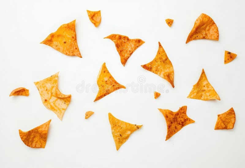 Scattered Tortilla Chips on White Background Snack Food Presentation ...