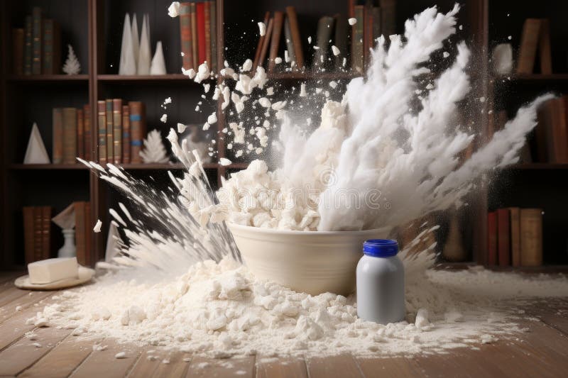 Scattered White Chalk Pieces Creating a Cloud of Dust in a Bright ...