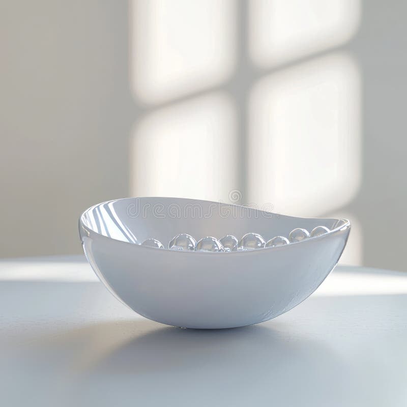 Scattered White Objects are Scattered Across a White Ceramic Bowl ...