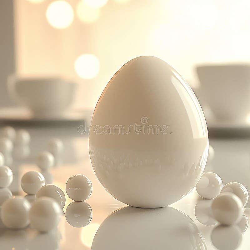 With Scattered White Objects, a White Ceramic Bowl is Tilted on a ...