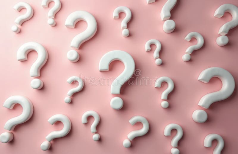 Scattered White Question Marks on Pink Backdrop Symbolize Confusion ...