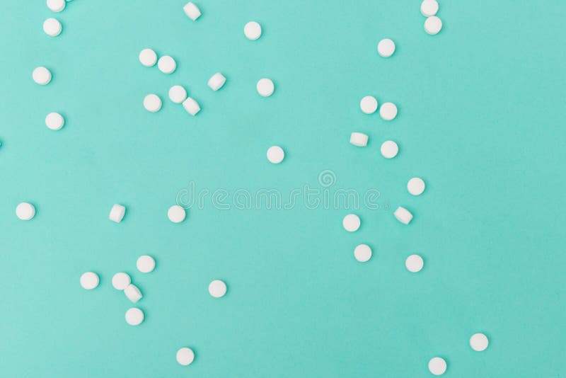Scattered White Round Medicinal Pills Stock Image - Image of scattered ...