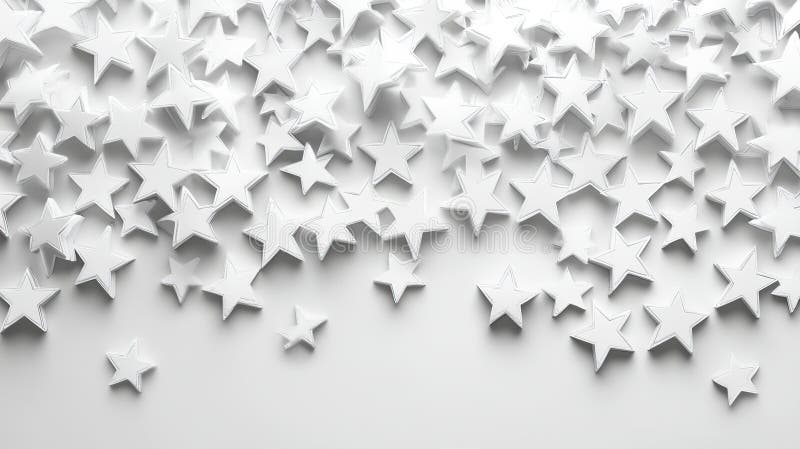 Scattered White Stars on White Background Abstract Festive Design Stock ...