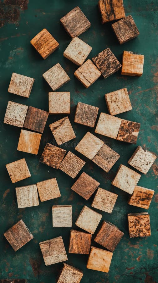 Scattered Wooden Blocks Dark Green Surface Stock Photos - Free ...