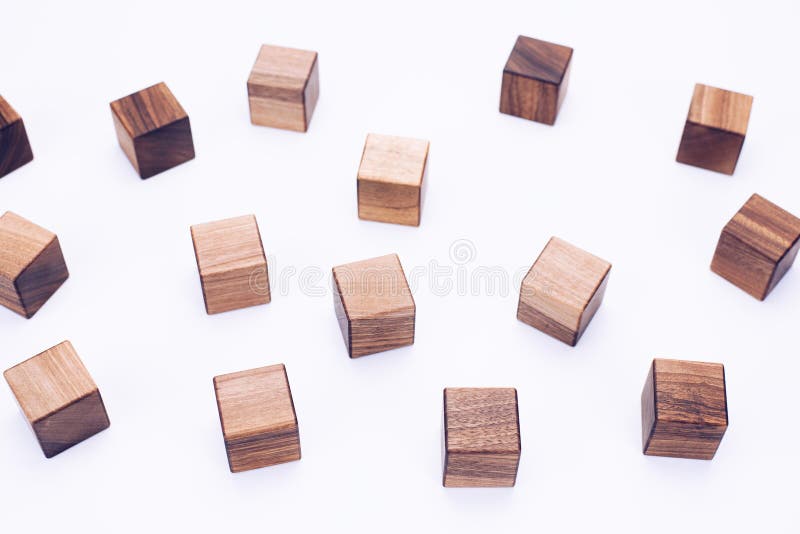 Scattered Wooden Cubes on a White Background. Stock Photo - Image of ...