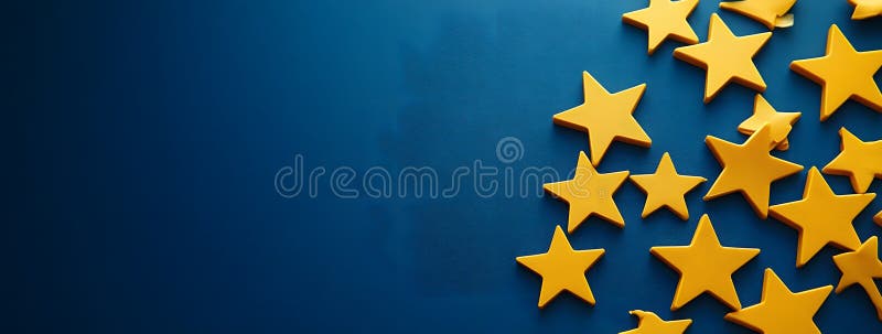 Scattered Yellow Stars on Dark Blue Background Representing Customer ...