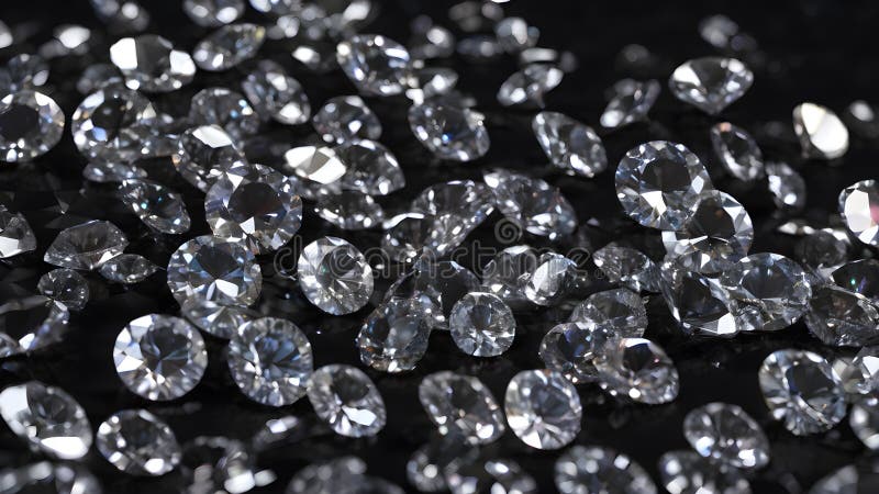 A Scattering of Diamonds on a Black Background Precious Stones Stock ...