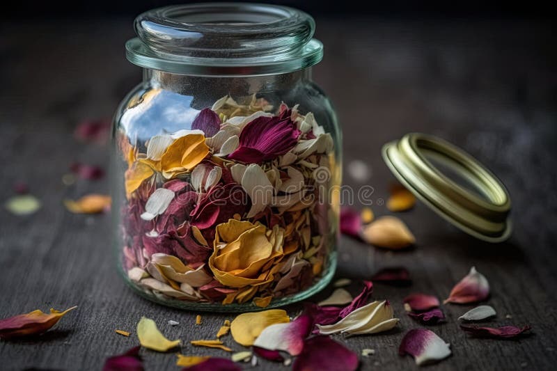 A Scattering of Dried Rose Petals from a Jar Stock Illustration ...